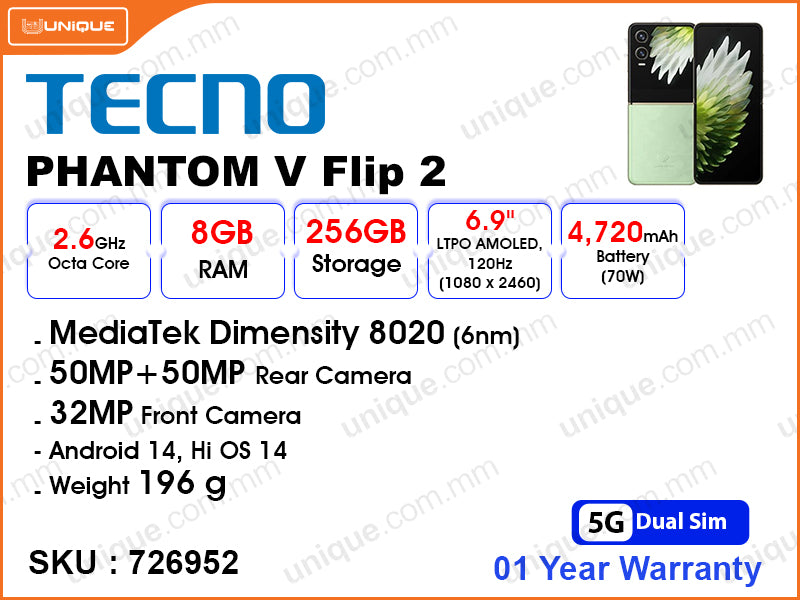 TECNO PHANTOM V Flip 2 5G 8GB, 256GB – unique.com.mm