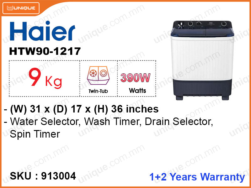 Haier HTW90-1217 Semi Auto,9kg Washing Machine – unique.com.mm