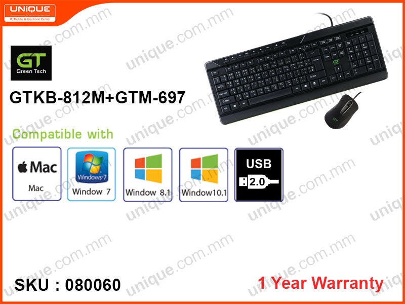 Green Tech GTKB-812M+697 USB Keyboard & Mouse Combo – unique.com.mm